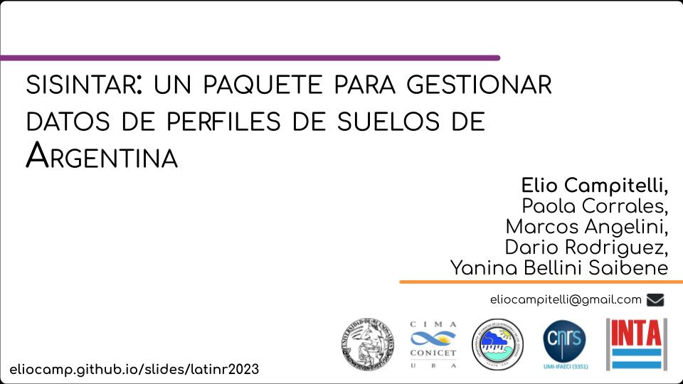 sisintar: un paquete para gestionar datos de perfiles de suelos de Argentina | Home